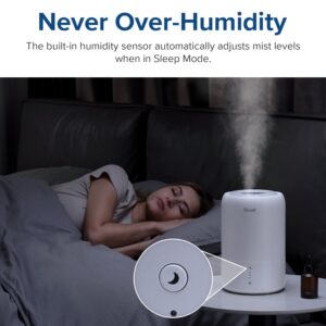 LEVOIT Humidifiers for Baby Bedroom Top Fill Cool Mist for Kids Nursery, Plants with Essential Oil, Built-in Smart Sensor Provides Consistent Humidity, Ultra Quiet Operation, 1.8L, White