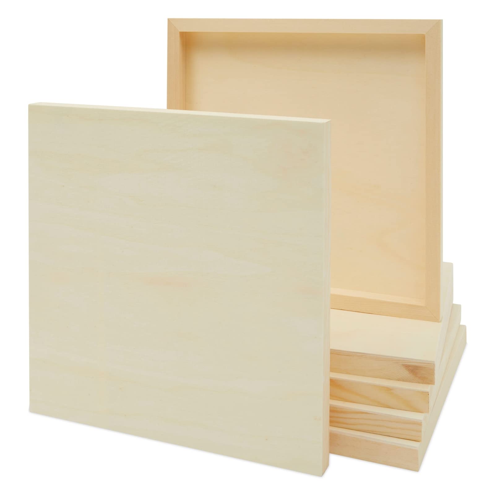 Bright Creations 6 Pack Unfinished Square Wood Panels for Painting, 12x12 Wooden Canvas Boards for Crafts