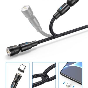 A.S Magnetic Charging Cable, Magnetic Type C Cable Fast Charging Data Sync Magnetic Cable Magnetic Phone Charger for Micro USB, USB C, i-Product Smartphones(3.3ft/3.3ft/6.6ft/6.6ft,Black)