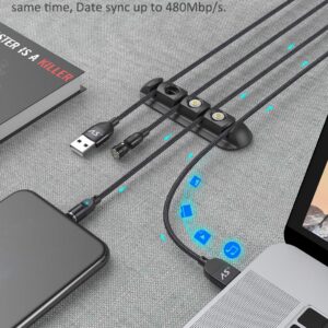 A.S Magnetic Charging Cable, Magnetic Type C Cable Fast Charging Data Sync Magnetic Cable Magnetic Phone Charger for Micro USB, USB C, i-Product Smartphones(3.3ft/3.3ft/6.6ft/6.6ft,Black)