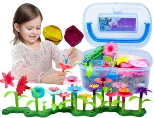 biranco. flower garden building toys - build a bouquet floral arrangement playset for toddlers and kids gifts age 3, 4, 5, 6 year old girls, educational stem toy (120 pcs)