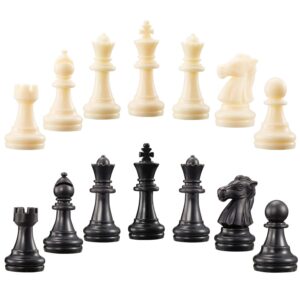 2 sets chess pieces chess pawns tournament chess set for chess board game, pieces only and no board, white and black