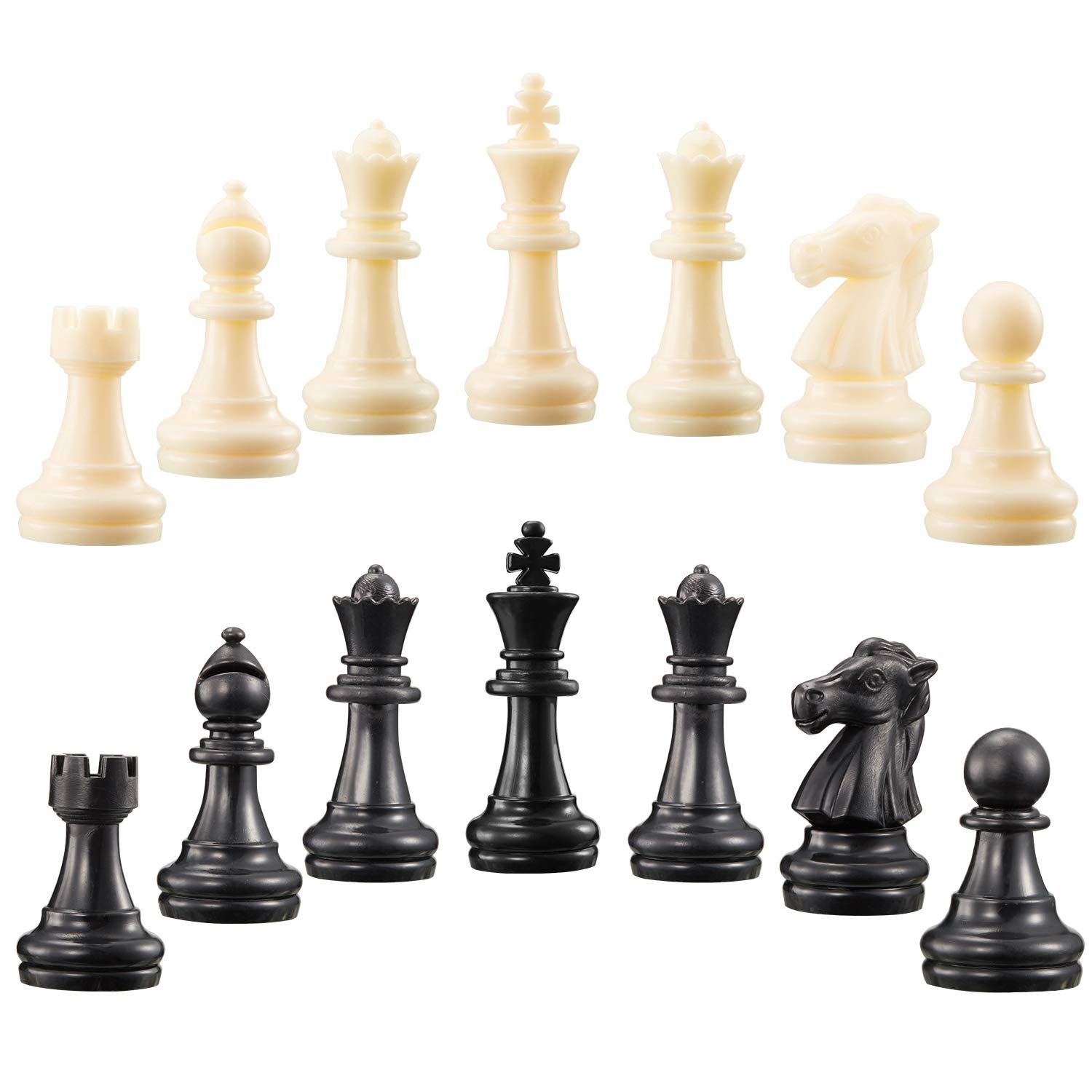 2 Sets Chess Pieces Chess Pawns Tournament Chess Set for Chess Board Game, Pieces Only and No Board, White and Black