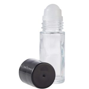 4PCS 30ml Essential Oil Roller Bottles,Empty Refillable Clear Glass Roll-on Bottles Perfume Roller Bottles with plastic Roller Balls and Black Lids