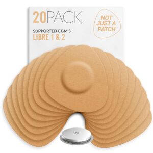 not just a patch freestyle libre 2 sensor covers (20 pack) cgm sensor patches for freestyle libre 2 - water resistant & durable for 10-14 days - pre-cut in beige