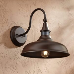 john timberland gough rustic farmhouse outdoor barn light fixture bronze 12 1/2" dusk to dawn motion sensor for exterior house porch patio outside deck garage yard front door garden home