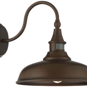 John Timberland Gough Rustic Farmhouse Outdoor Barn Light Fixture Bronze 12 1/2" Dusk to Dawn Motion Sensor for Exterior House Porch Patio Outside Deck Garage Yard Front Door Garden Home