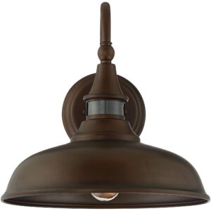 John Timberland Gough Rustic Farmhouse Outdoor Barn Light Fixture Bronze 12 1/2" Dusk to Dawn Motion Sensor for Exterior House Porch Patio Outside Deck Garage Yard Front Door Garden Home