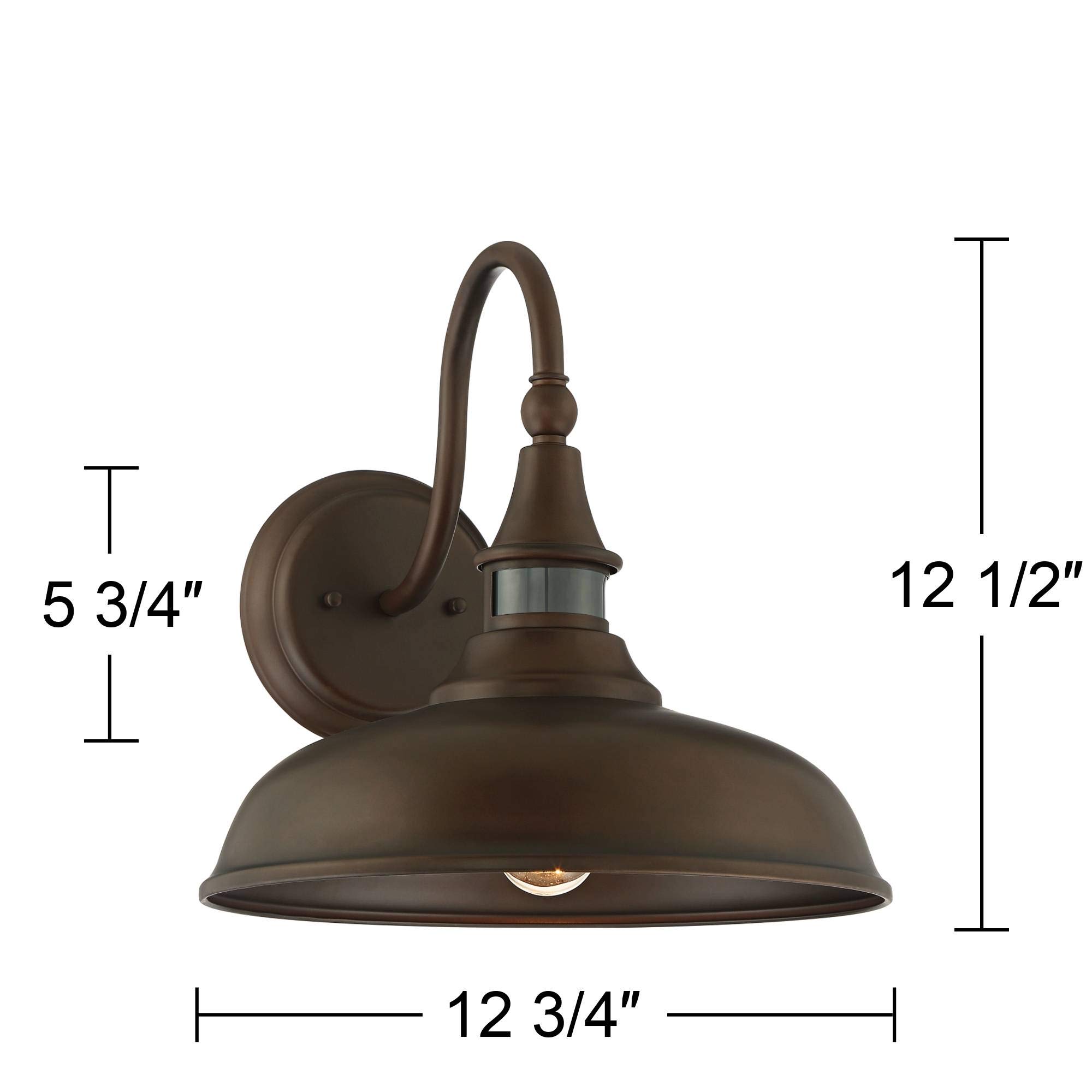 John Timberland Gough Rustic Farmhouse Outdoor Barn Light Fixture Bronze 12 1/2" Dusk to Dawn Motion Sensor for Exterior House Porch Patio Outside Deck Garage Yard Front Door Garden Home