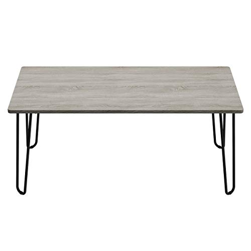 LAVISH HOME Modern Industrial Coffee Table with Hairpin Legs, 41 Inch, Gray