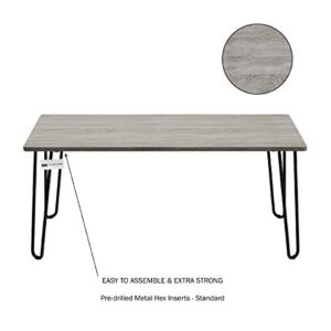 LAVISH HOME Modern Industrial Coffee Table with Hairpin Legs, 41 Inch, Gray