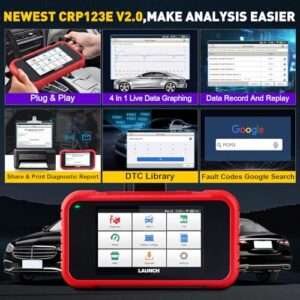 LAUNCH OBD2 Scanner CRP123E Elite, Lifetime Free WiFi Update Scan Tool, FCA Autoauth, SAS Calibration/Throttle Reset/Oil Reset Diagnostic Scanner, Multi Systems Car Scanner, Battery Test, Auto VIN