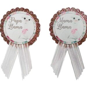 Llama Mama Mommy to Be & Papa Daddy to Be Pin Baby Shower Pin for parents to wear, White & Rose Gold Gold, It's a Girl, It's a Boy Baby Sprinkle