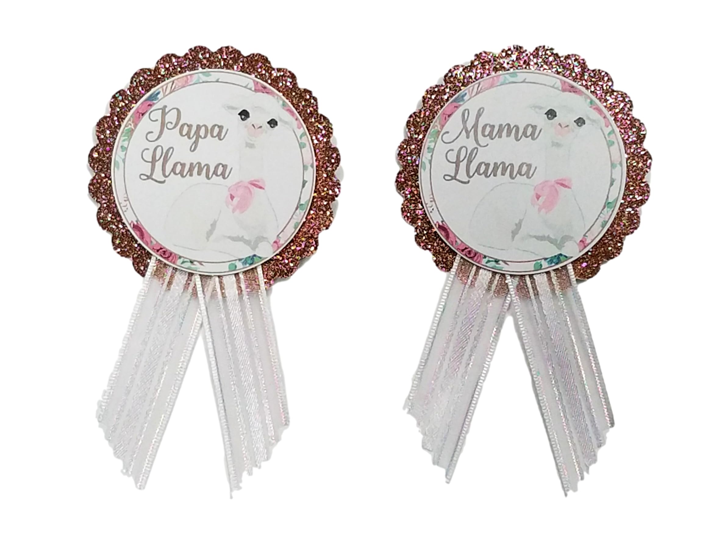 Llama Mama Mommy to Be & Papa Daddy to Be Pin Baby Shower Pin for parents to wear, White & Rose Gold Gold, It's a Girl, It's a Boy Baby Sprinkle