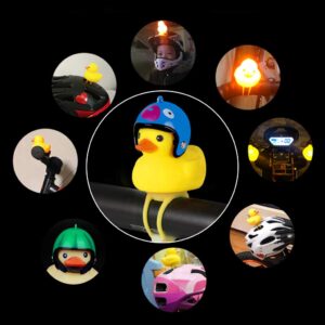 Binory Kids Cartoon Shining Duck Lighting Head Bike Horn,Cute Bicycle Lights Bell Squeeze Horns for Kids and Adults Bicycle,Bicycle Handlebar Accessories,Funny Cycling Light Rubber Duck Toys(D)