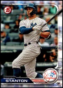 2019 bowman baseball #43 giancarlo stanton new york yankees official mlb trading card from topps