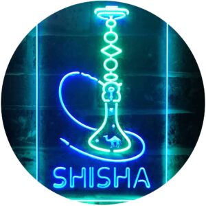 advpro hookah shisha shop home room man cave décor dual color led neon sign green & blue 12" x 16" st6s34-i3208-gb