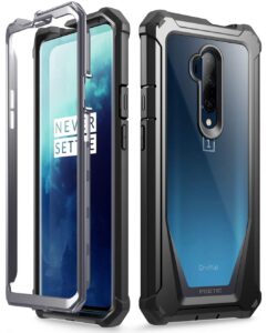 poetic oneplus 7 pro rugged clear case, full-body hybrid shockproof bumper cover, built-in-screen protector, guardian series, case for oneplus 7 pro (2019 release), black/clear