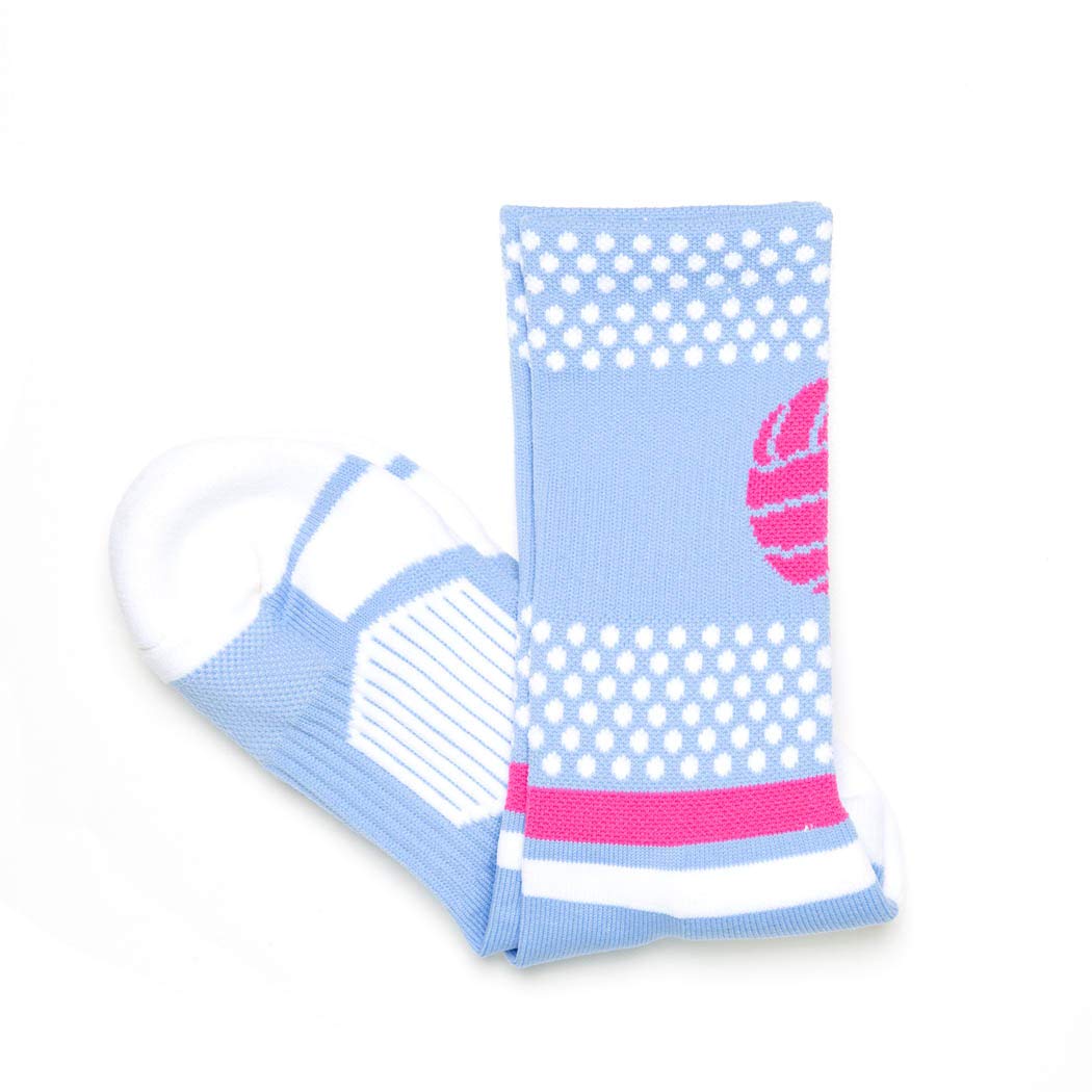 ChalkTalkSPORTS Volleyball Woven Mid-Calf Socks | Tropic Neon | Light Blue & Pink