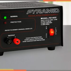 Pyramid Universal Compact Bench Power Supply-12 Amp Linear Regulated Home Lab Benchtop AC-to-Dc 12V Converter w/ 13.8 Volt Dc 115V AC 270 Watt Power Input, Screw Type Terminals, Cooling Fan-PS14KX.5