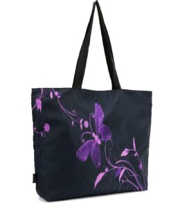 icolor purple butterfly gym bag tote bags shoulder bag beach bag with zipper for men women,reusable gym picnic travel beach shopping work daily use shoppers tote(gymbag-09)