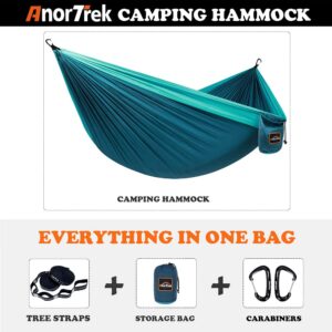 Camping Hammock, AnorTrek Lightweight Portable Single & Double Hammock with Tree Straps [10 FT/18+1 Loops], Parachute Hammock for Camping, Hiking, Garden, Yard (Dark Blue&Blue, Double 78''W x 118''L)