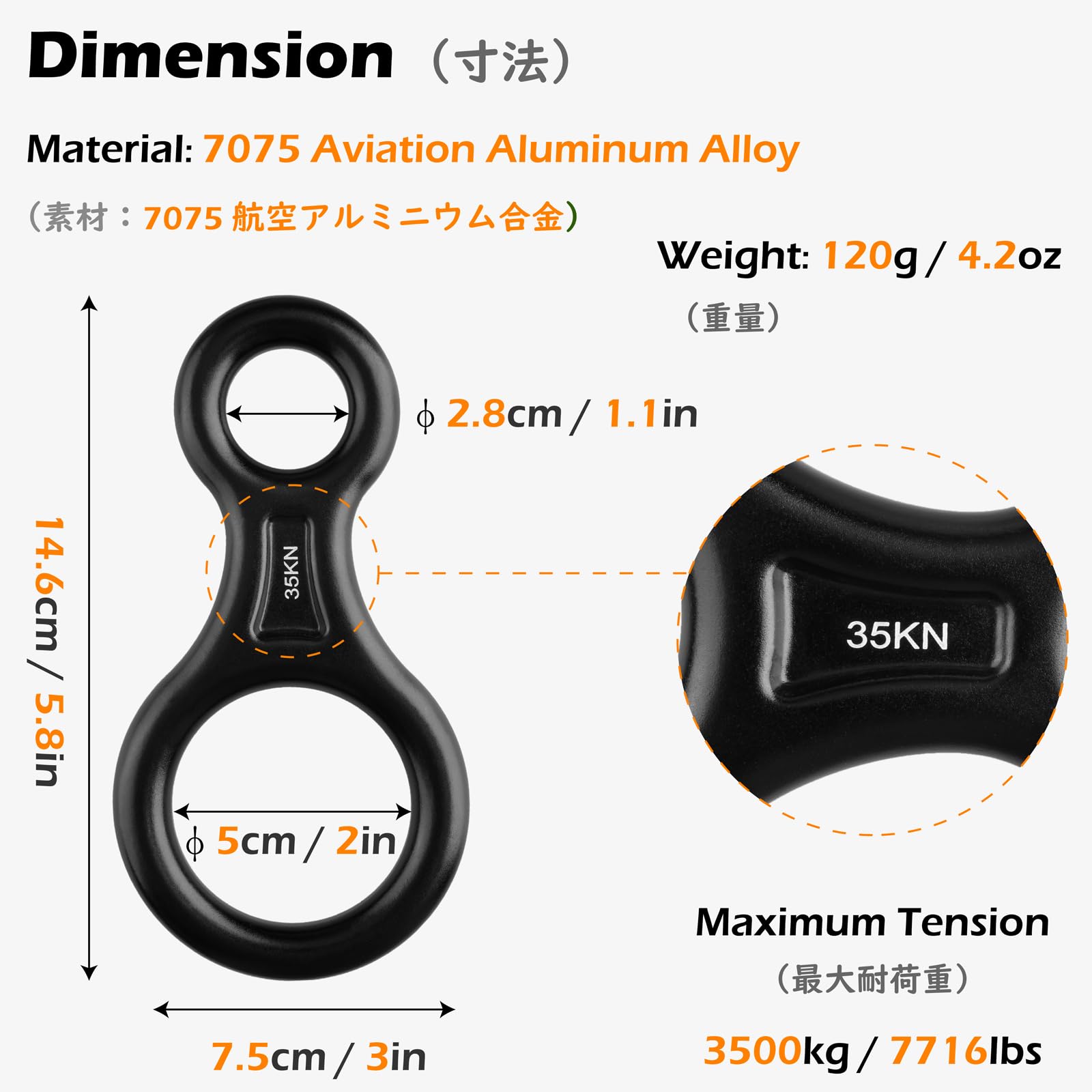 TRIWONDER 35KN Aluminum Climb Figure 8 Descender Rigging Plate Rappel Gear Downhill Equipment Heavy Duty (Red)