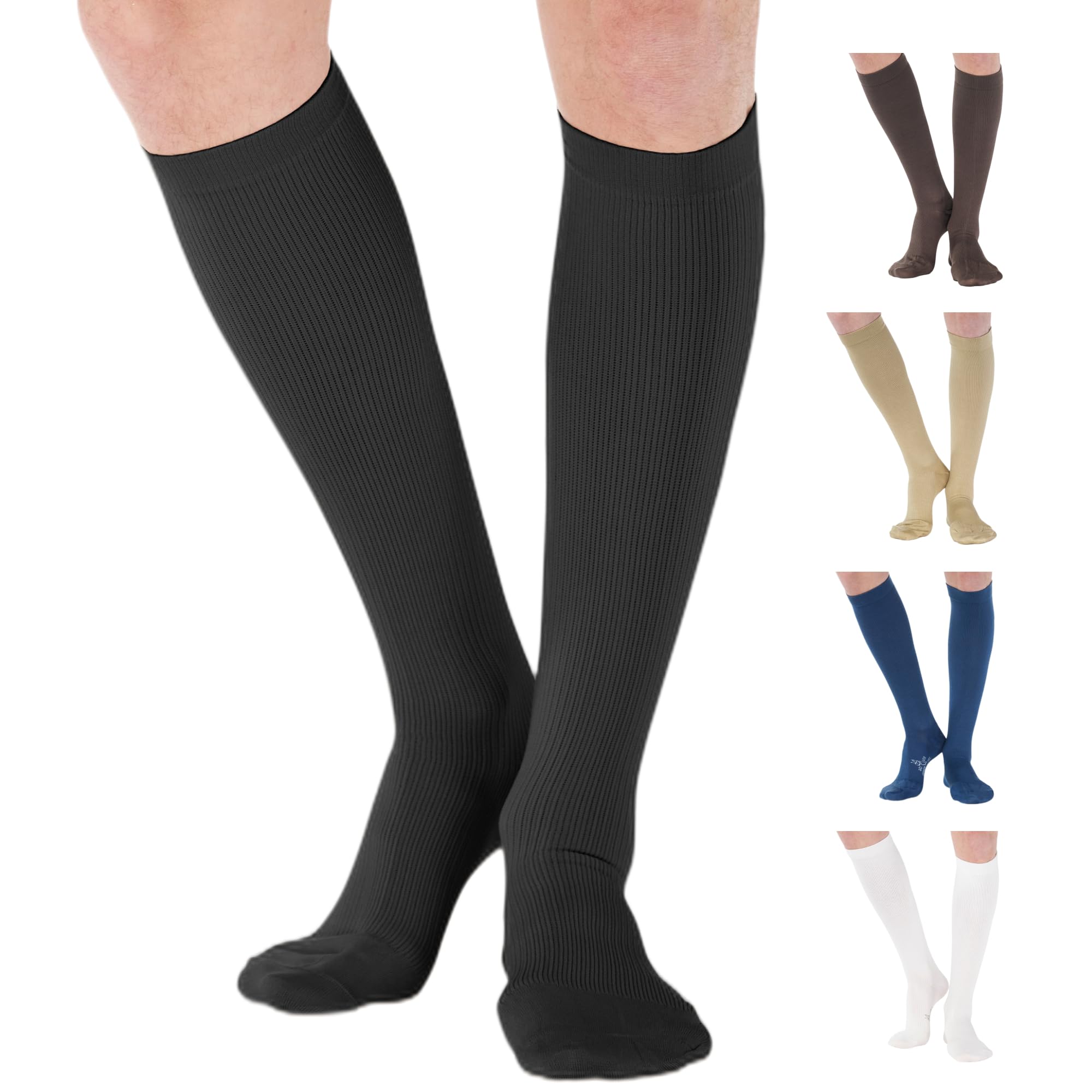 Made in USA - Wide Calf Compression Knee High for Women and Men 20-30mmHg - Plus Size Compression Socks for Swelling, Arthritis, Post Surgery, Blood Clots - Black, 3X-Large - A105BL6