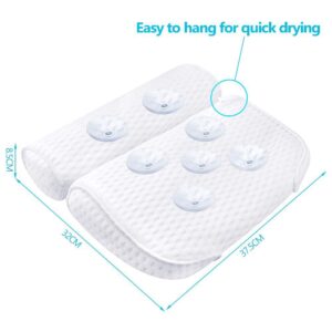 AmazeFan Bath Pillow, Bathtub Spa Pillow with 4D Air Mesh Technology and 7 Suction Cups, Helps Support Head, Back, Shoulder and Neck, Fits All Bathtub, Hot Tub and Home Spa [US. Patent Design]