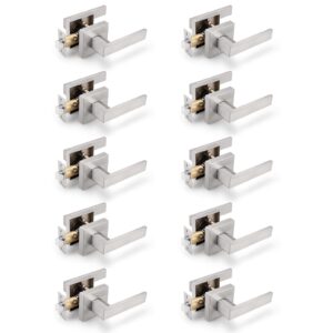 gobrico 10 pack square rosette passage door handles,interior door locks for hall/closet,satin nickel finished