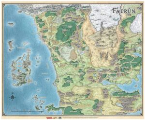 gale force nine dungeons & dragons sword coast adventuer's guide faerun map, multi-colored