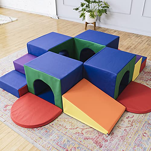 ECR4Kids SoftZone Four Tunnel Maze, Toddler Playset, Assorted, 15-Piece