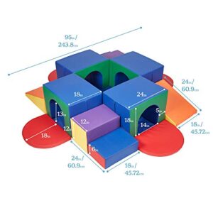 ECR4Kids SoftZone Four Tunnel Maze, Toddler Playset, Assorted, 15-Piece