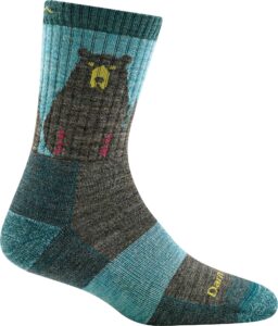 darn tough women's bear town micro crew lightweight with cushion sock (style 1970) - aqua, medium