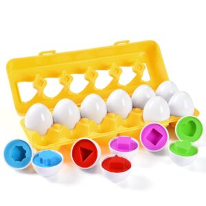 magifire playtime matching eggs for toddlers, 12 matching eggs with coordinated shapes and colors, montessori toys, stem educational toys for 3 years old and above