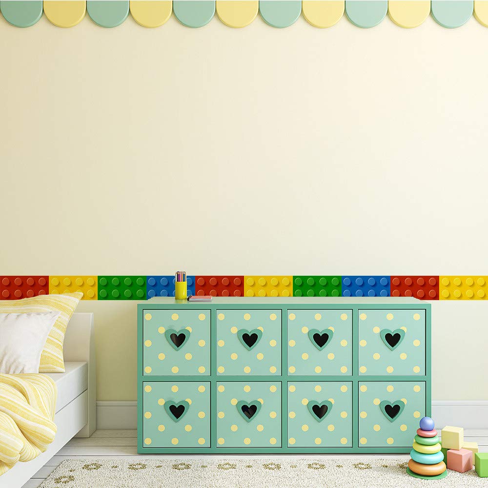 ufengke Building Blocks Wall Stickers Skirting Board Wall Decals Art Decor for Kids Bedroom Living Room Nursery