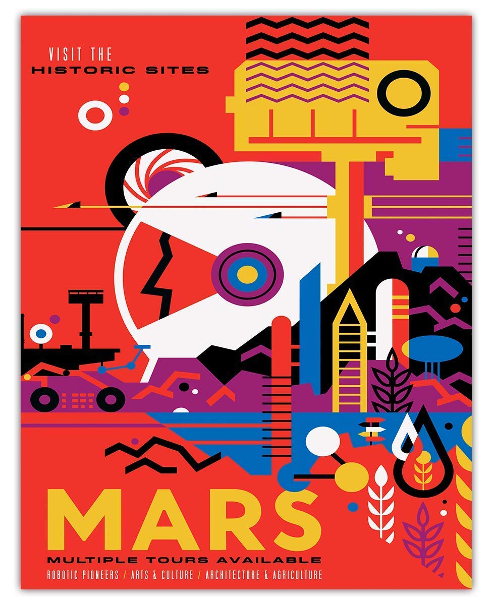 Mars' Space Tourism Astronomy Wall Art: Unique, Boho & Modern Astrology Home Decor for Living Room, Bedroom & Office - Creative Gift Idea for Zodiac, Space, NASA Poster Fans | Unframed Posters 11x14