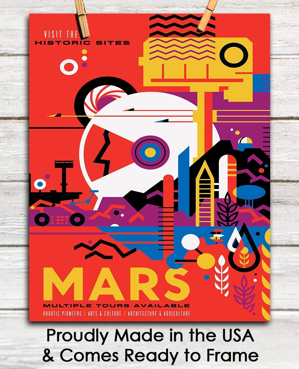 Mars' Space Tourism Astronomy Wall Art: Unique, Boho & Modern Astrology Home Decor for Living Room, Bedroom & Office - Creative Gift Idea for Zodiac, Space, NASA Poster Fans | Unframed Posters 11x14