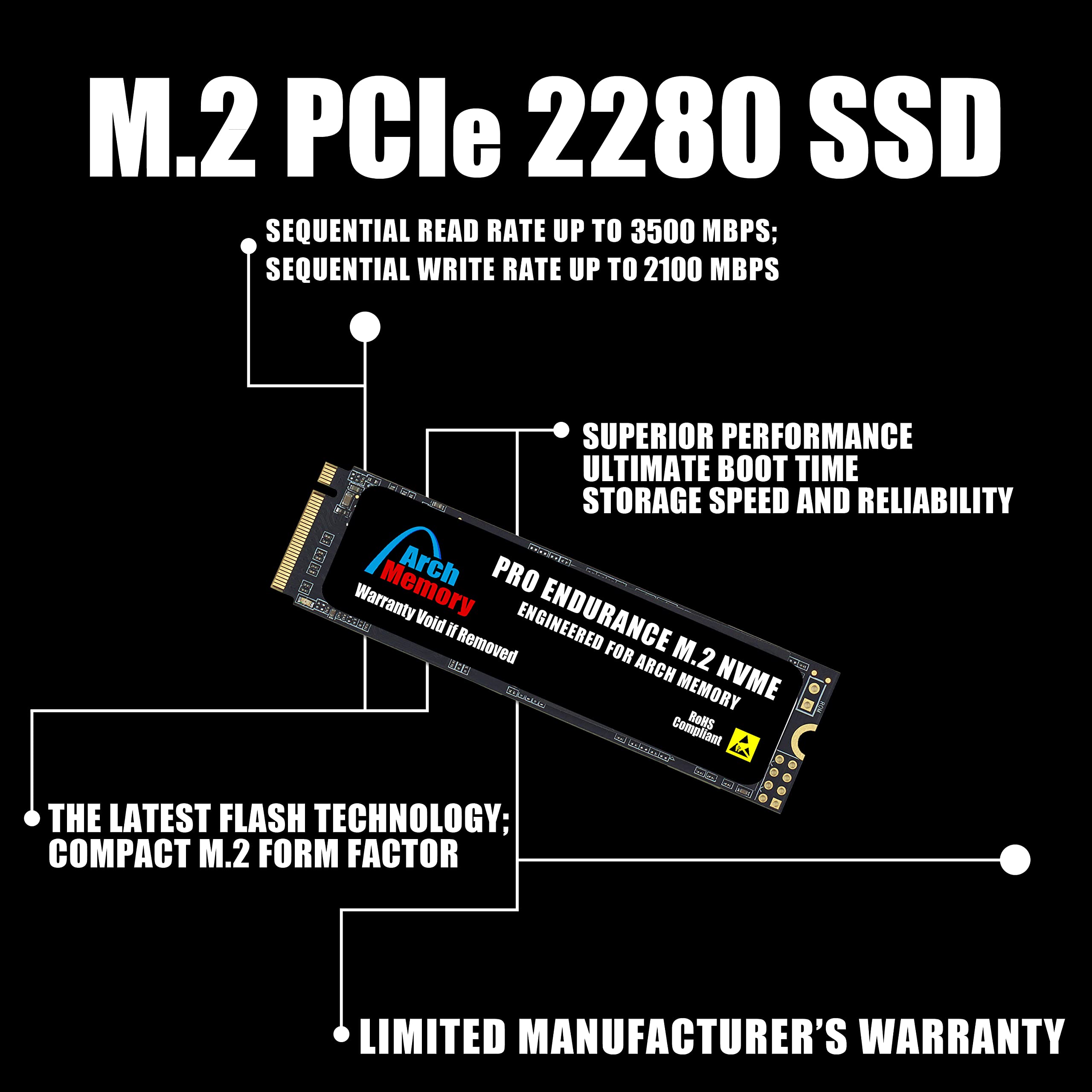 Arch Memory Pro Series Upgrade for Asus 1TB M.2 2280 PCIe (4.0 x4) NVMe Solid State Drive for Prime H270-PRO