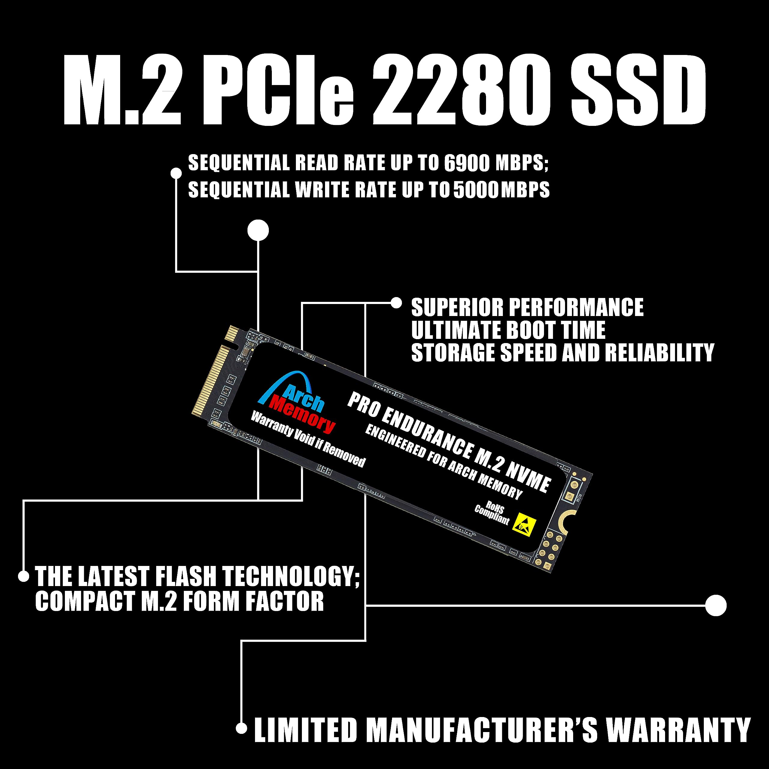 Arch Memory Pro Series Upgrade for Asus 512GB M.2 2280 PCIe (4.0 x4) NVMe Solid State Drive for ROG Strix X370-I Gaming