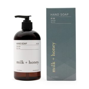 milk + honey liquid hand soap no. 9, moisturizing hand soap with lavender and tea tree, fresh and herbaceous natural hand soap, 12 fl oz