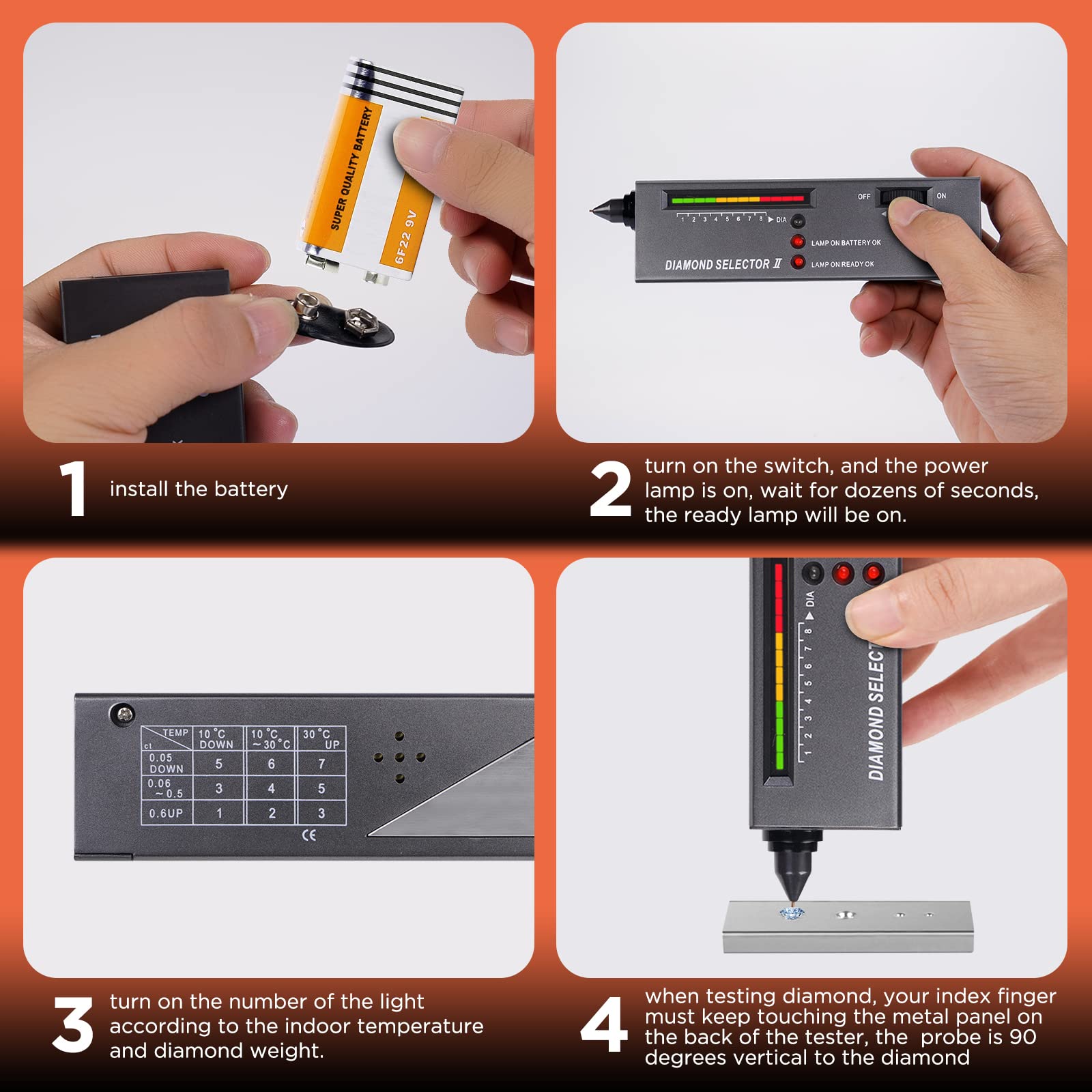 Dupeakya Professional Diamond Tester, Gem Tester Pen Portable Electronic Diamond Tester Tool for Jewelry Jade Ruby Stone