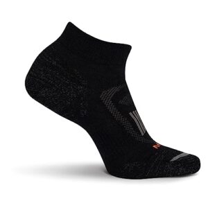 merrell men's and women's zoned cushioned wool hiking ankle socks-breathable arch support, black, medium-large