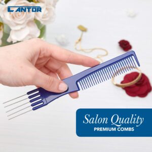 Lift Teasing Comb and Hair Pick – 2 Pack, Five Stainless Still Lifts - Chemical and Heat Resistant Detangler Styling Comb – Anti Static Comb For All Hair Types – By Cantor