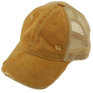 cc everyday distressed trucker mesh summer vented baseball sun cap hat mustard