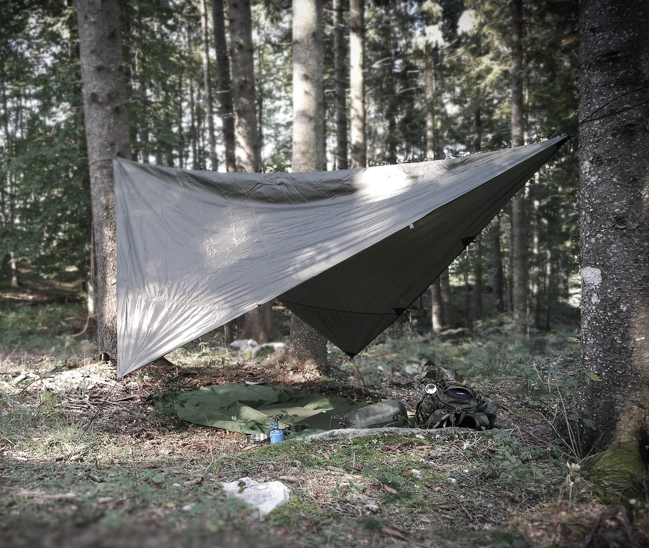 Snugpak | All Weather Shelter G2 | Tarp Shelter | Lightweight | 2000mm 100% Waterproof Outer (Olive)