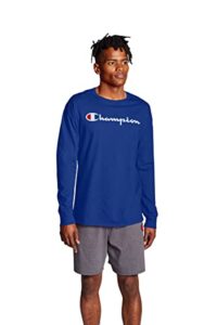 champion men's classic long sleeve tee, surf the web script, small