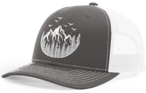 horn gear trucker hat - mountain hat edition (charcoal/white)