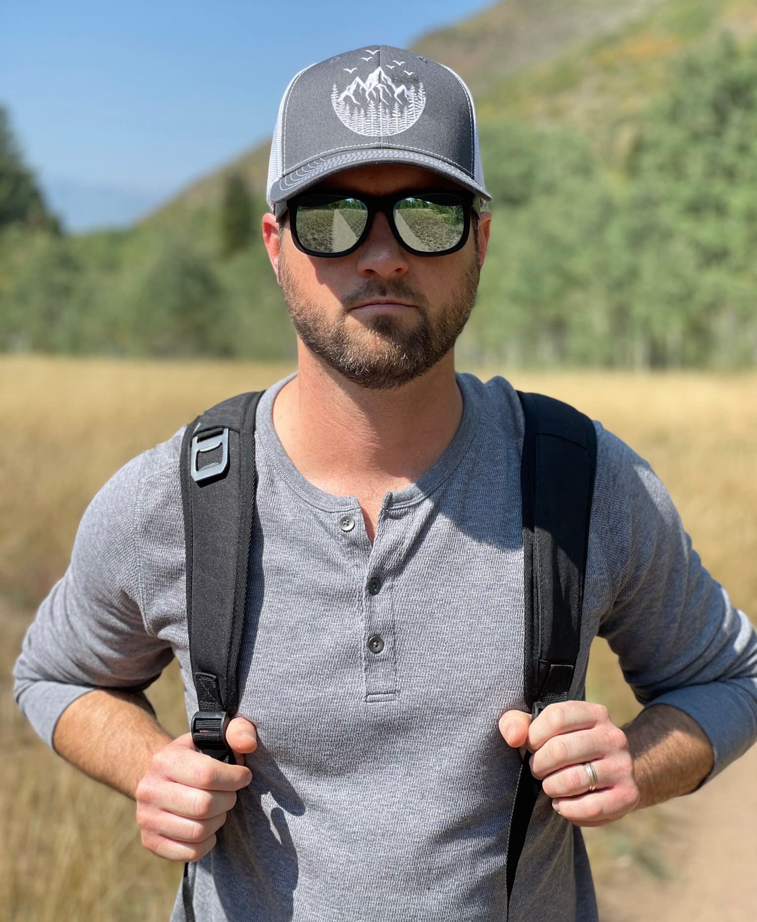 HORN GEAR Trucker Hat - Mountain Hat Edition (Charcoal/White)