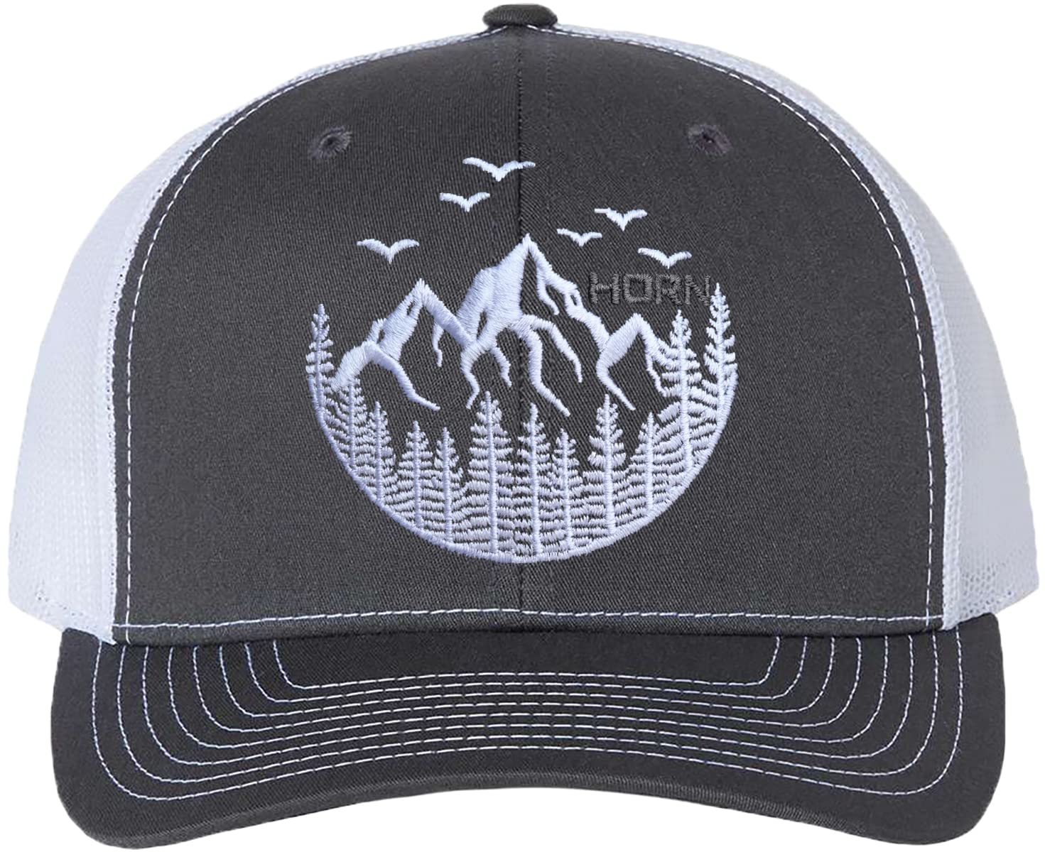 HORN GEAR Trucker Hat - Mountain Hat Edition (Charcoal/White)